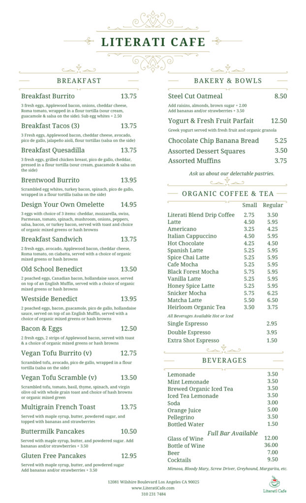 LiteratiCafe | A counter service cafe offering organic coffee and tea ...